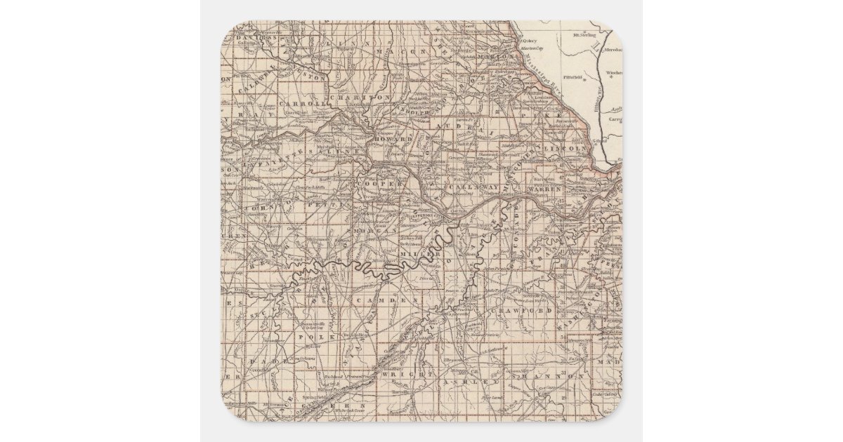 Missouri Atlas Map Square Sticker | Zazzle