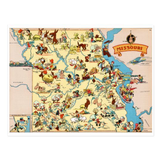 Missouri Funny Vintage Map Postcard | Zazzle.com