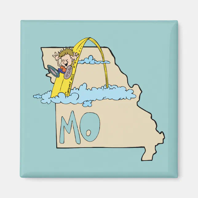 Missouri MO Map with Saint Louis Arch Cartoon Magnet | Zazzle