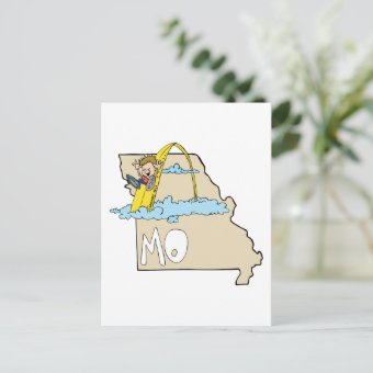 Missouri MO Map with Saint Louis Arch Cartoon Postcard | Zazzle