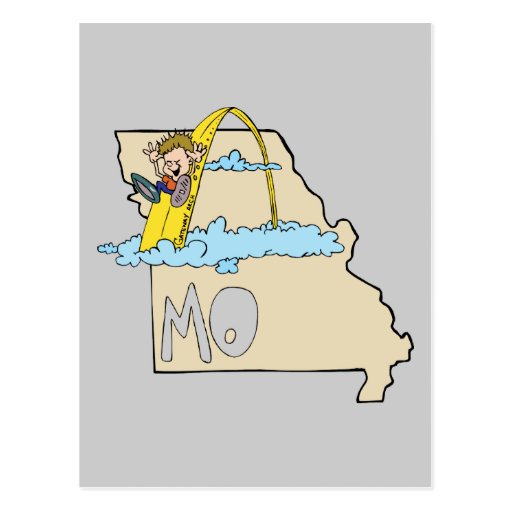 Missouri MO Map with Saint Louis Arch Cartoon Postcard | Zazzle