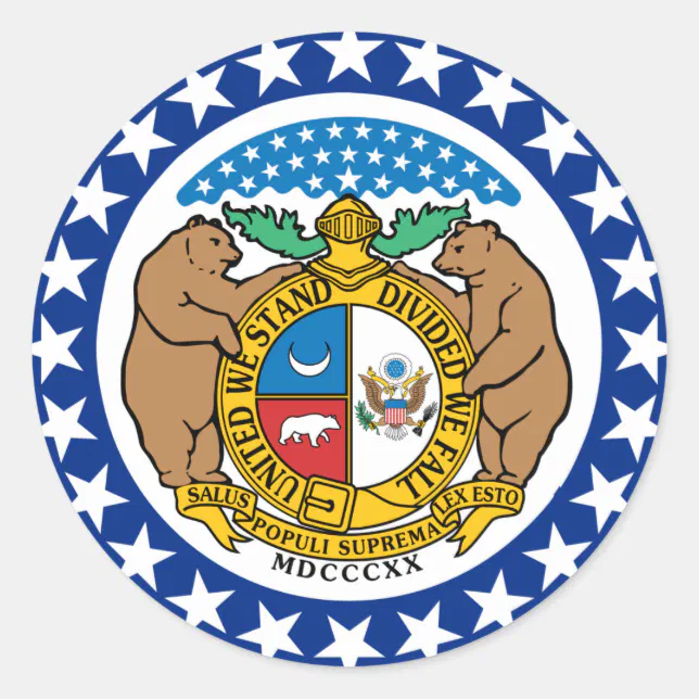 Missouri State Flag Classic Round Sticker | Zazzle