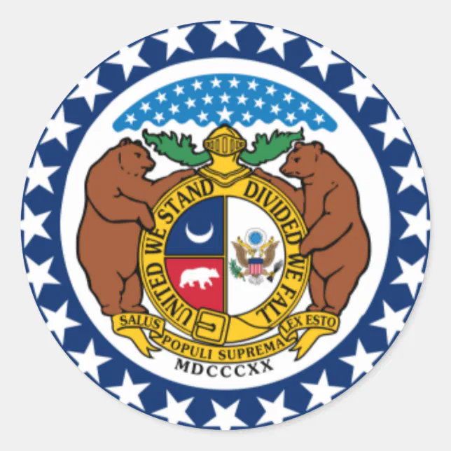 Missouri State Flag Classic Round Sticker | Zazzle