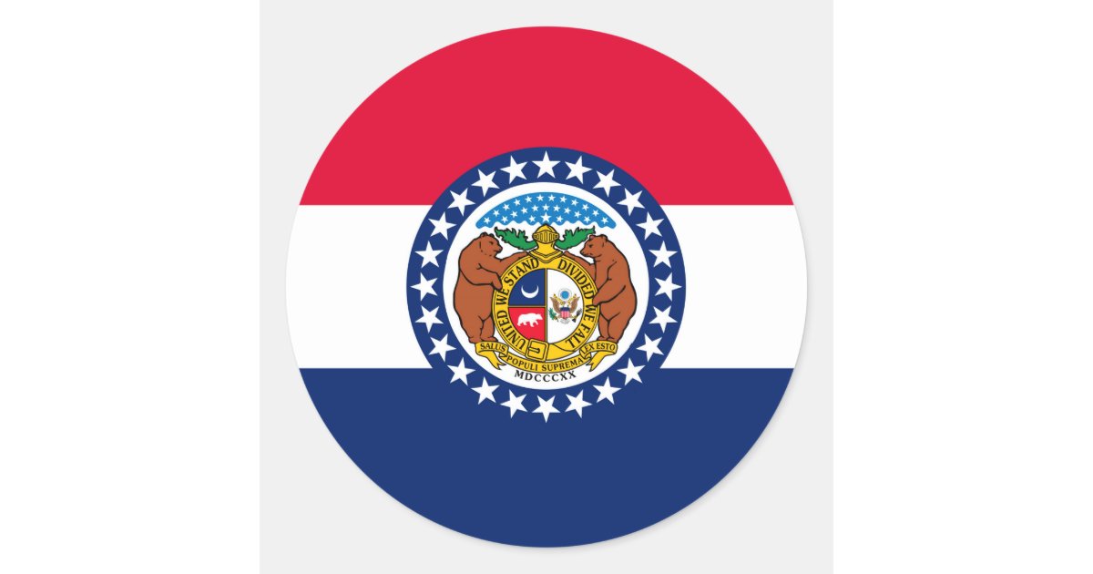 Missouri State Flag Design Classic Round Sticker | Zazzle