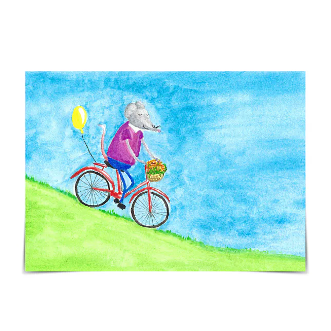 Missy Mouse Riding a Bicycle "Just Because" Card | Zazzle
