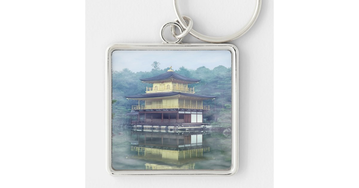 Mist on the Golden Pavilion at Kinkakuji Temple - Keychain | Zazzle