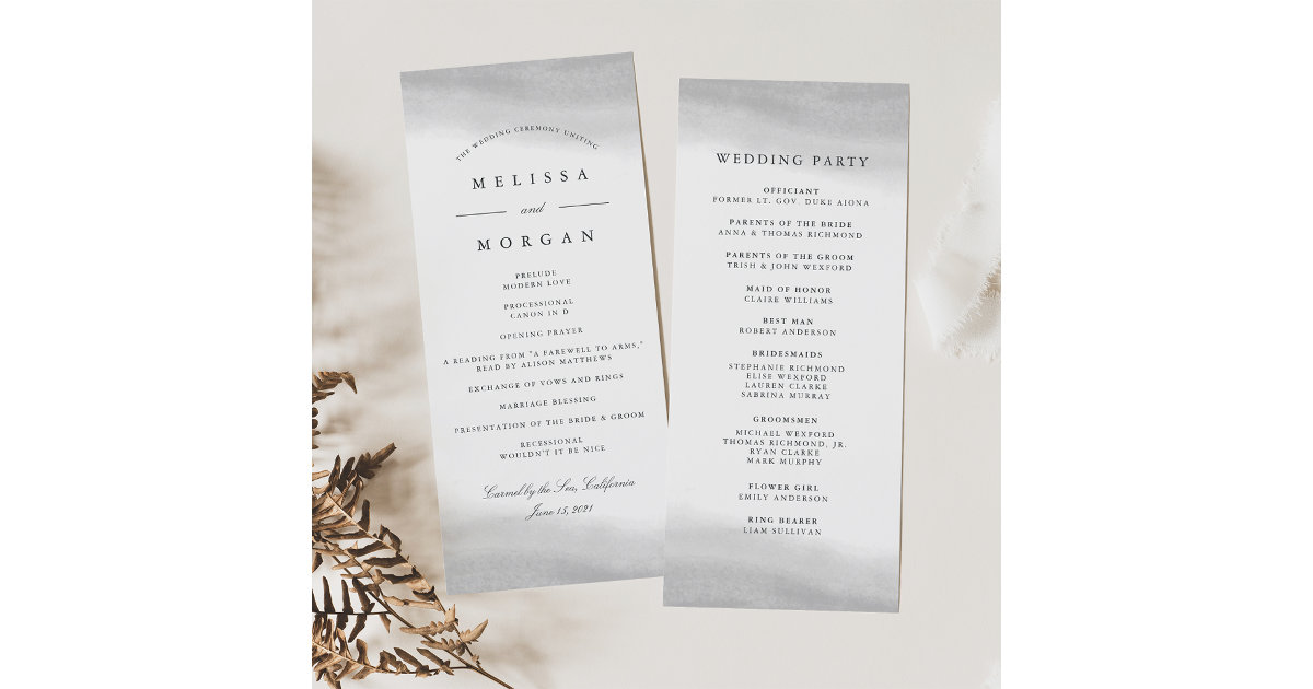 Mist Wedding Program | Zazzle