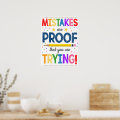 Mistakes Are Proof You Are Trying Classroom Poster | Zazzle
