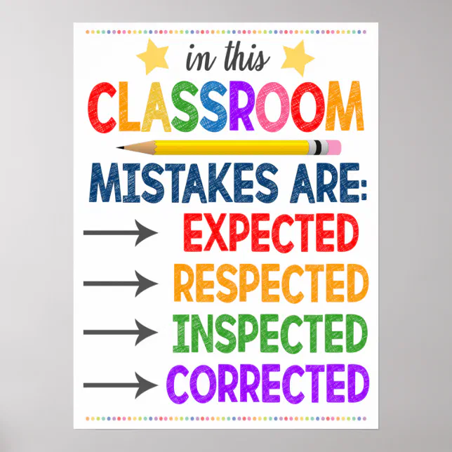 Mistakes Mean You Are Trying Classroom Poster | Zazzle