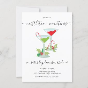Mistletoe and Martinis Holiday cocktail Party Invitation | Zazzle
