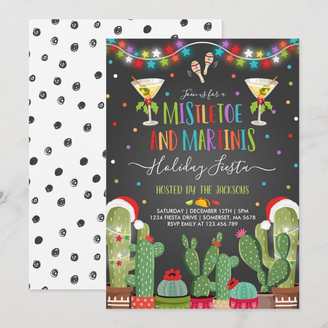 Mistletoe and Martinis Holiday Party Invitation | Zazzle