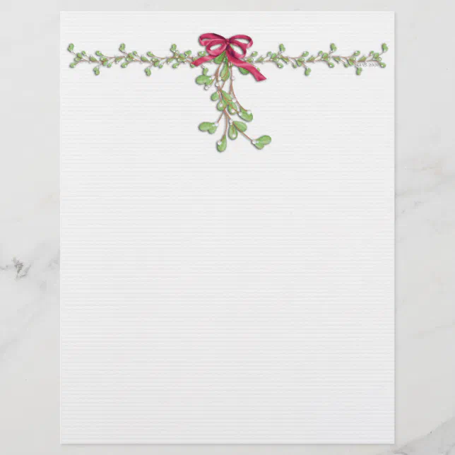 Mistletoe Border Letterhead | Zazzle
