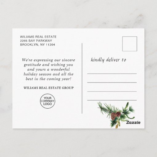 Mistletoe Christmas Holiday Corporate Greeting Postcard | Zazzle