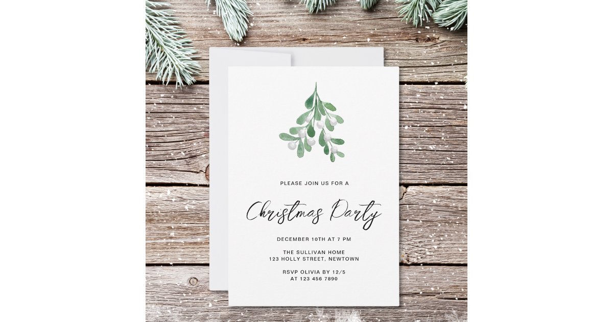Mistletoe Christmas Party Invitation | Zazzle