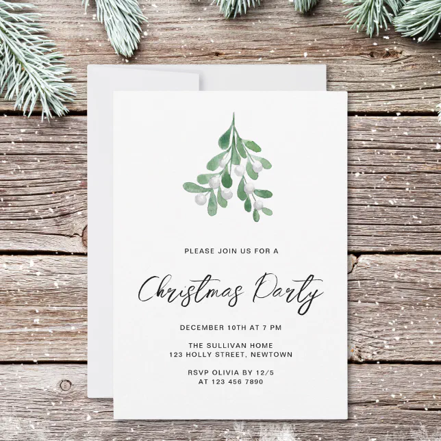 Mistletoe Christmas Party Invitation | Zazzle
