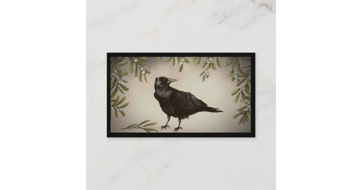 Mistletoe Crow Enclosure Card | Zazzle