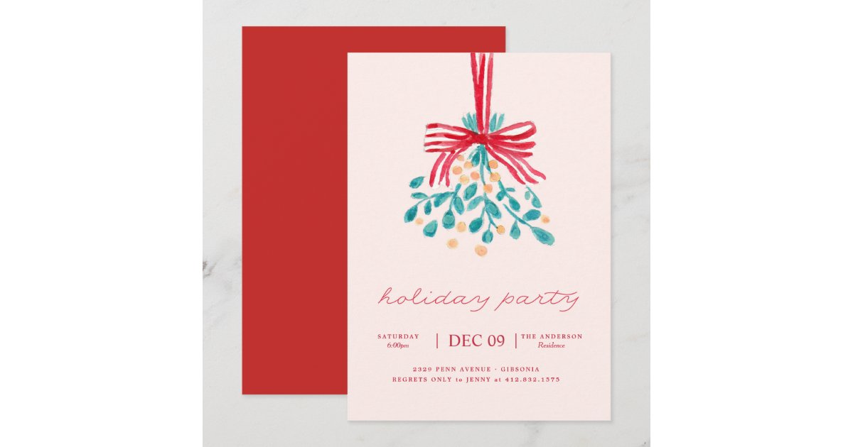 Mistletoe Holiday Party Invitation | Zazzle