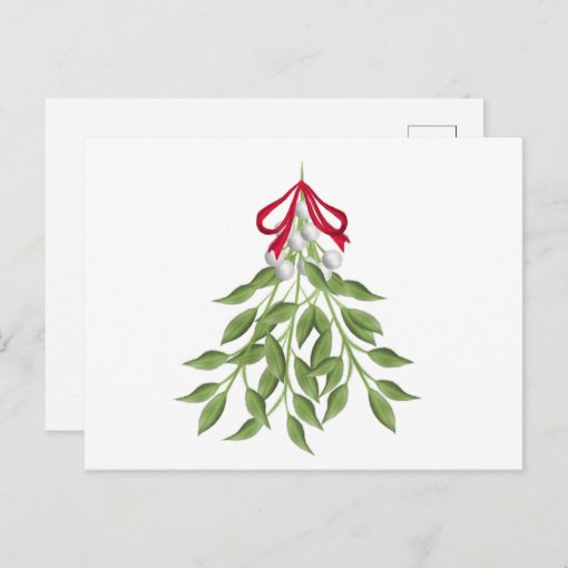 Mistletoe Holiday Postcard | Zazzle