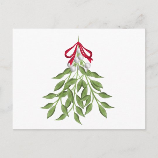 Mistletoe Holiday Postcard | Zazzle.com