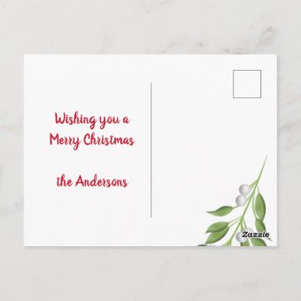 Mistletoe Holiday Postcard | Zazzle