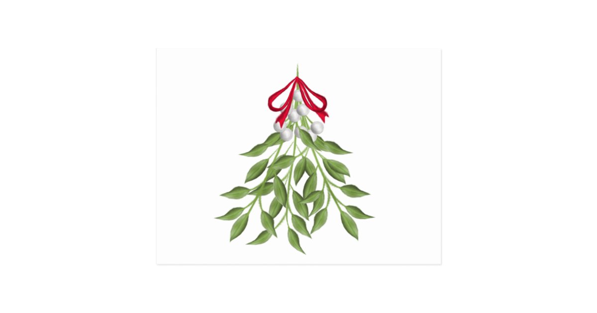 Mistletoe Holiday Postcard | Zazzle.com
