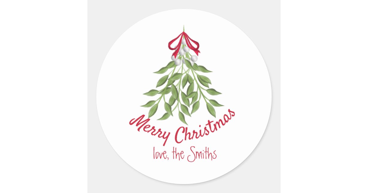 Mistletoe Holiday Sticker | Zazzle