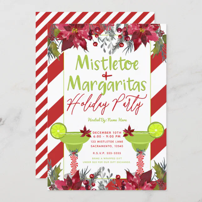 Mistletoe & Margaritas Holiday Party Fiesta Invitation | Zazzle