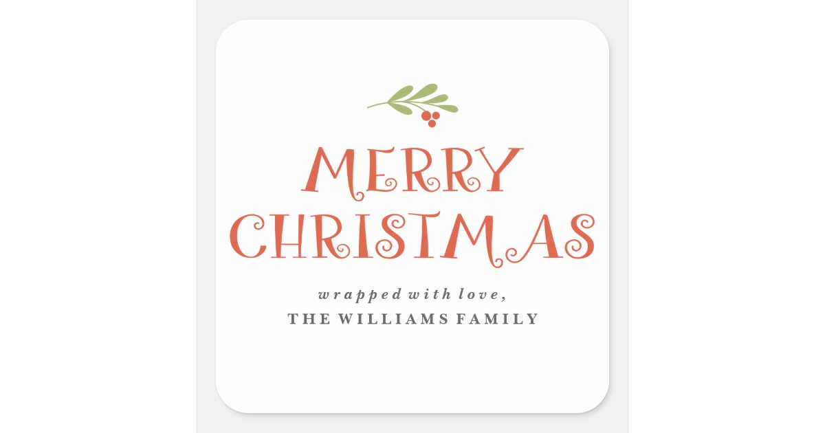 Mistletoe Merry Christmas Present Labels | Zazzle