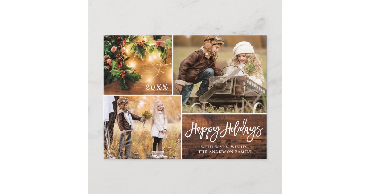 Mistletoe Rustic Christmas Photo Holiday Greeting Postcard | Zazzle