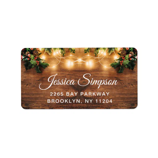 Mistletoe Rustic Holiday Return Address Label | Zazzle