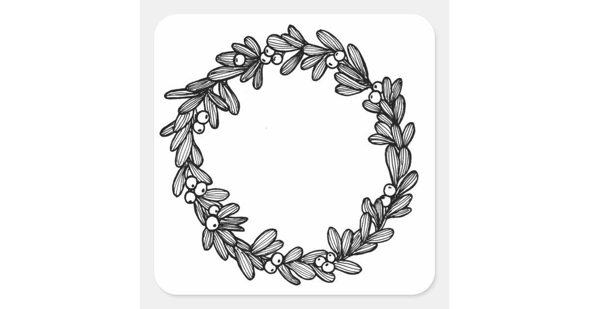 Mistletoe Wreath Square Sticker | Zazzle