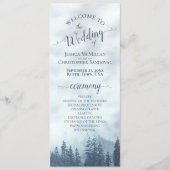 Misty Blue Mountain Pine Forest Rustic Wedding Program | Zazzle