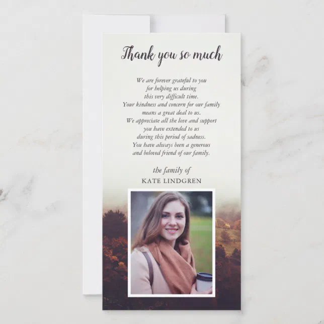 Misty Landscape - Photo - Sympathy Thank You | Zazzle