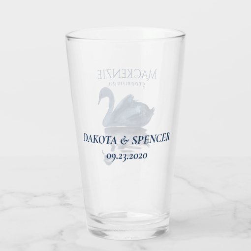 Misty Reflection | Blue Swan Bridal Party Keepsake Glass | Zazzle