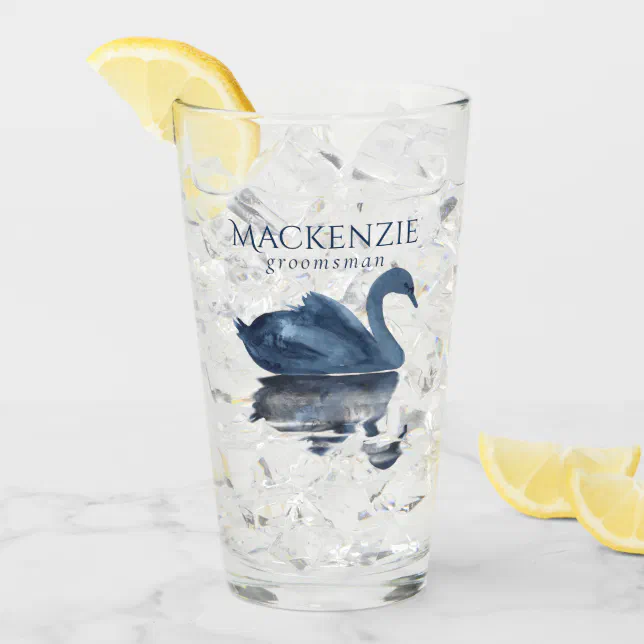 Misty Reflection | Blue Swan Bridal Party Keepsake Glass | Zazzle