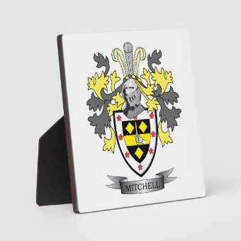 Mitchell Family Crest Coat of Arms Plaque | Zazzle