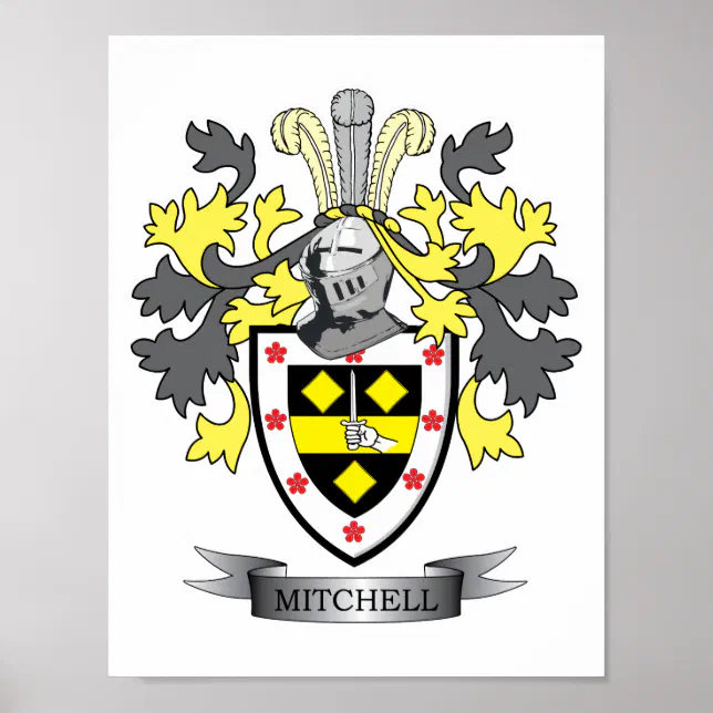 Mitchell Family Crest Coat of Arms Poster | Zazzle