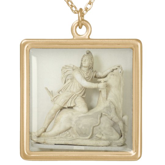 Mithras Sacrificing the Bull, Marble relief, Roman Gold Plated Necklace ...