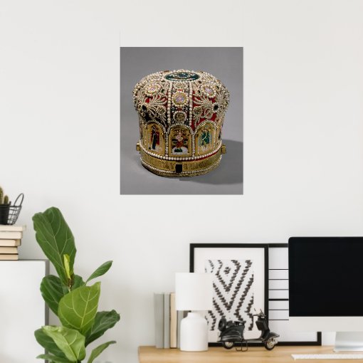 Mitre crown set with pearls and precious poster | Zazzle