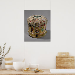 Mitre crown set with pearls and precious poster | Zazzle