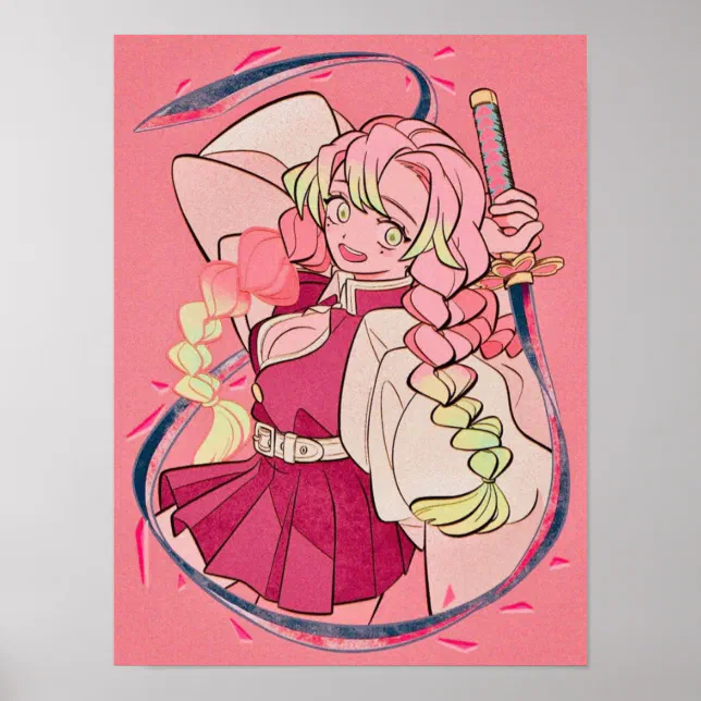 Mitsuri Kanroji The Love Hashira Fan Desing Poster | Zazzle