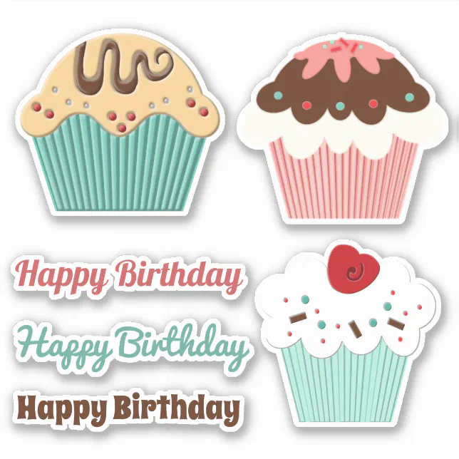 Mix and Match Birthday Cupcake Sticker | Zazzle
