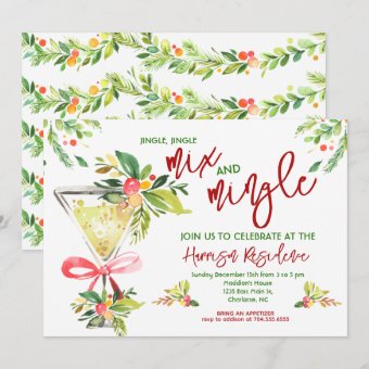 Mix and Mingle Christmas Party, Cocktail Christmas Invitation | Zazzle