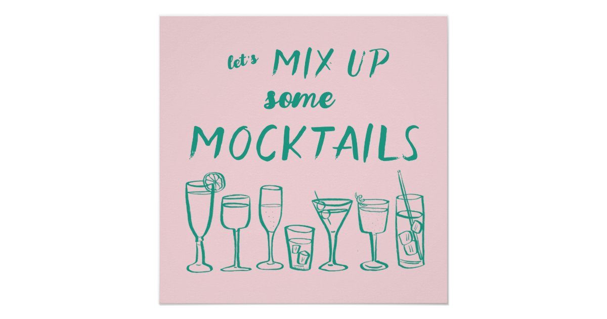 MIX UP MOCKTAILS Custom Bar Kitchen Art Poster | Zazzle