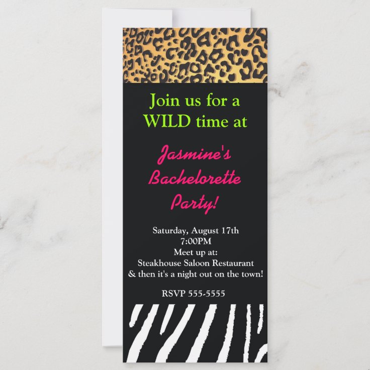 Mixed Animal Print Cheetah Zebra Leopard Party Invitation | Zazzle