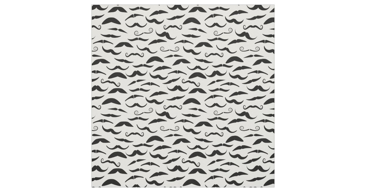 Mixed Black Mustaches Pattern Fabric | Zazzle
