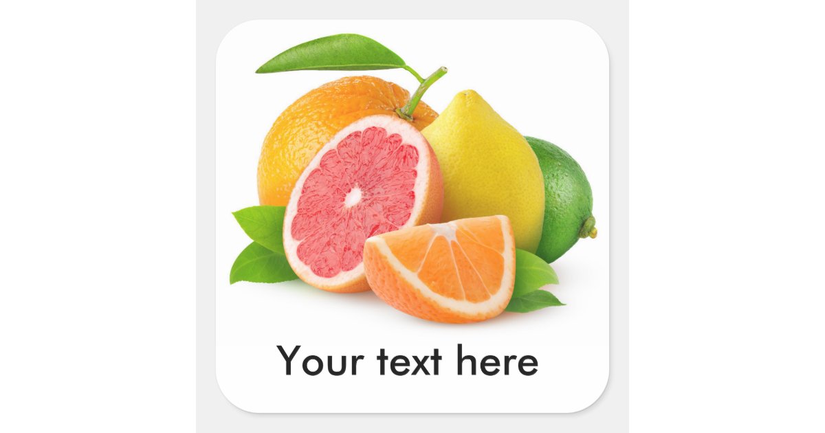 Mixed citrus fruits square sticker | Zazzle