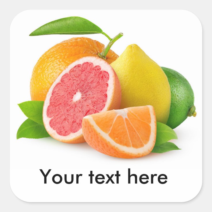 Mixed citrus fruits square sticker | Zazzle