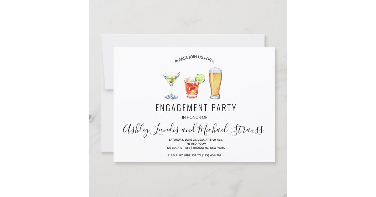 Mixed Cocktail Drinks Engagement Party Invitation | Zazzle