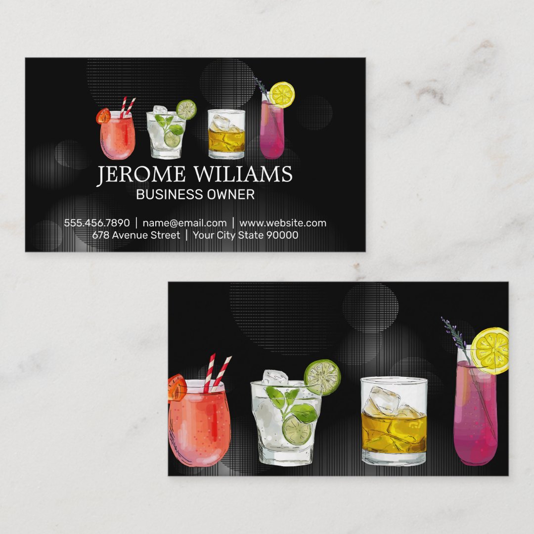 Mixed Cocktail Drinks | Mixology Bartend Business Card | Zazzle